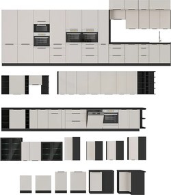 ARONA | horní skříňka 60x60 GN-108 2F (90°) rohová s policemi | EXTRA VYSOKÁ | UNI dvířka | černá/kašmír