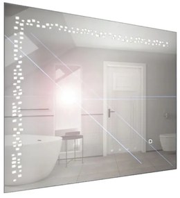 BPS-koupelny Zrcadlo závěsné s pískovaným motivem a LED osvětlením Nikoletta LED 7 Typ: dotykový vypínač, Rozměry (cm): 80x65 - (Nikoletta LED 7/80 TS)