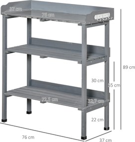 Zahradnický stůl Outsunny s kovovou pracovní deskou a dřevem 76x37x89cm ideální pro zahradu a balkon |
