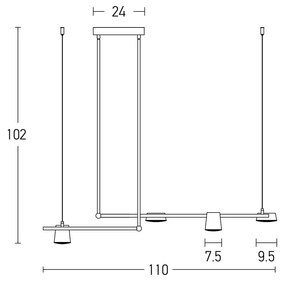 Zambelis 2035 závěsné LED svítidlo černo/zlaté, 28W, 3000K, 110cm