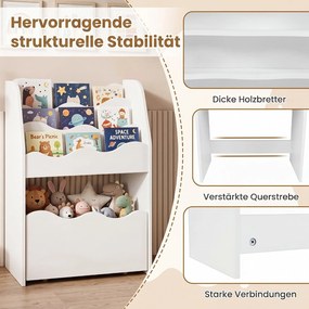 Costway Dětská knihovna, 3patrová montessori police na hračky ze dřeva