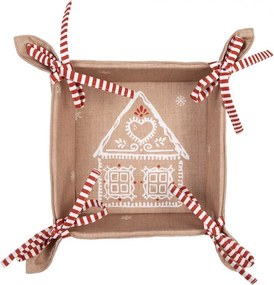 Košík na pečivo s perníkovými chaloupkami Gingerbread Bliss - 35*35*8 cm