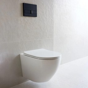 Laveo Laveo, závěsný set pod omítku Akan + závěsná WC mísa Desna s toaletním sedátkem z duroplastu, Vortex splachování, bílá lesklá, LAV-SETDESNABK