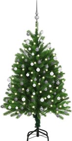vidaXL Umělý vánoční stromek s LED a sadou koulí 120 cm zelený [3077639] Barva: Bílá