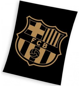 Fotbalová fleecová deka FC Barcelona - motiv Gradient Black - Coral fleece gramáží 280g/m² - 130 x +170 cm