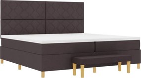 Postel s boxspringem s čelo Tmavě hnědá 200 x 200 cm textil 3344404