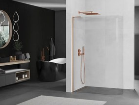 Mexen Kioto L, sprchová zástěna Walk-In 100 x 200 cm, 8mm čiré sklo, měděný matný profil, 800-100-103-65-06