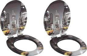 WC sedátko s funkcí pomalého sklápění 2 ks MDF motiv New York 277000