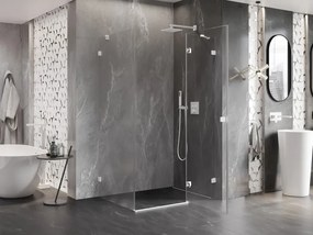 Mexen Lunar, pravostranný výklopný sprchový kout 90 x 80 cm, 8mm čiré sklo, bílý profil, 834-090-080-20-00-P