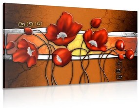 Obraz červené vlčí máky a makovice - 120x80 cm