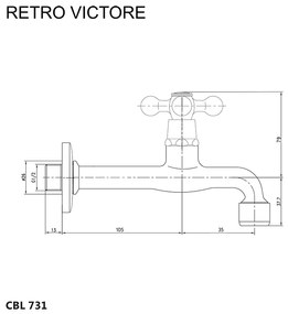 Mereo Retro Viktorie nástěnný kohoutek 1/2 mosaz chrom CBL731