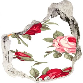 Wallmuralia Nálepka 3D díra na zeď samolepící Růže 75x75 cm