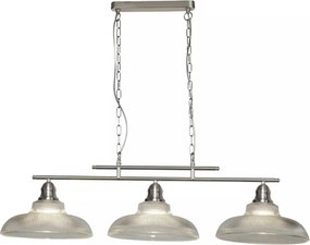 Searchlight 7183-3SS Trojité závěsné svítidlo BISTRO žebrované sklo