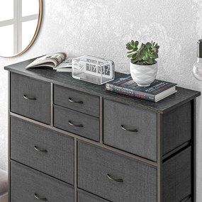 HOMCOM komoda s 10 skládacími látkovými zásuvkami moderní příborník do obývacího pokoje ložnice z oceli černý | Aosom.de