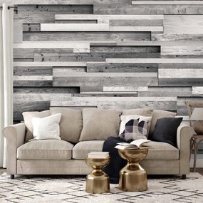 Fototapeta Dřevěná textura - pozadí s designem šedých vodorovných prken z dřeva