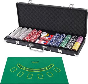 Costway 500-dílná kasino pokerová sada s žetony a hracími kartami