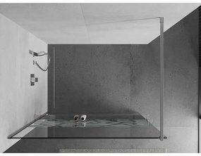 Mexen Kioto+, sprchová zástěna s poličkou a držákem na ručníky 130 x 200 cm, 8mm čiré sklo vzor bílý, chromový profil, 800-130-121-01-85