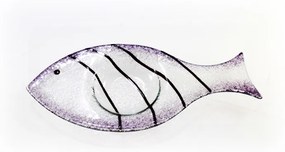 BDK-GLASS Skleněný svícínek rybička - FISH - fialová Rozměr: 17x8cm