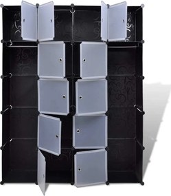 vidaXL Modulární skříň se 14 přihrádkami 37 x 146 x 180,5 cm [240499] Barva: Černobílý