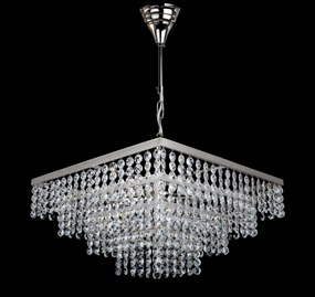 6 bulbs silver square Strass crystal chandelier - Glittering cut octagons
