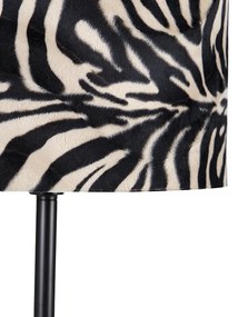 Moderní stojací lampa černé látkové stínítko zebra 40 cm - Simplo