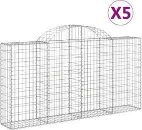 Klenuté gabionové koše 5 ks 200x30x100/120cm pozinkované železo 3146113