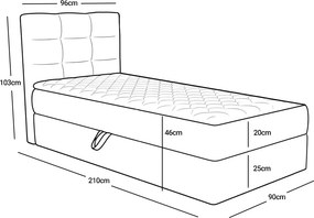 Čalouněná postel boxspring DIRELIS VIBE 90x200 cm krémová Matrace: Matrace Bonell pružinová
