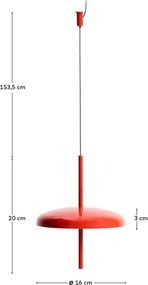 Červené LED stmívatelné závěsné svítidlo s kovovým stínidlem Porte – Kave Home