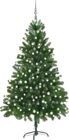 vidaXL Umělý vánoční stromek s LED a sadou koulí 210 cm zelený [3077642] Barva: Bílá