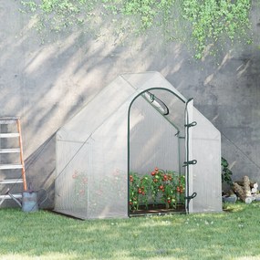 Outsunny Skleník, 180 x 100 x 168 cm Filmový Skleník s Rolovacím Dveřmi, Studený Rám, Rajčatový Dům s Horním Oknem, PE Síťovina, Zimní Dům pro Rostlin