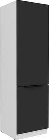 ARIA bc | vysoká skříňka 60 LO-210 2F na vestavnou lednici | 60 cm | ANTI FINGERPRINT povrch | bílá/černá