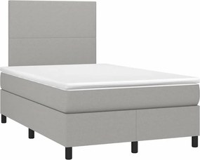 Box spring postel s matrací a LED světle šedá 120x190 cm textil 3270183