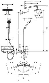Hansgrohe Croma E, Showerpipe 280 1jet EcoSmart se sprchovým termostatem, chromová, HAN-27660000