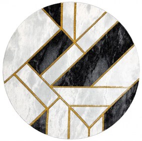 Dywany Łuszczów, Kusový koberec Emerald 1015 black and gold kruh, 200x200 (průměr) kruh, černobílá, ložnice