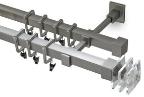 GARNÝŽE-HEBR Garnýž Crystal matná stříbrná dvojitá 240 cm