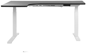 Rohový elektricky nastavitelný psací stůl levostranný 160 x 110 cm černý/bílý DESTIN II Beliani