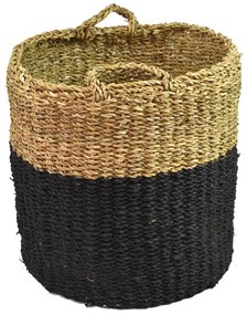 Vingo Úložný koš z mořské trávy v kombinaci s černou Rozměry (cm): průměr 44, v. 47 (53)