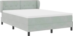 Postel s boxspringem s čelo Světle šedá 140 x 190 cm samet 3340382