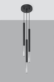 Černé/ve stříbrné barvě kovové závěsné svítidlo ø 20 cm Asarot – Sollux