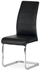 Autronic - Jídelní židle, potah černá ekokůže, kovová pohupová podnož, lesklý chrom - DCL-408 BK