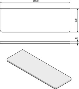 Sapho koupelnová police 1000 x 100 x 8 mm čiré sklo 23486 Koupelny Bernold