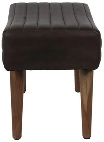 Hnědá kožená stolička s dřevěnými nohami Matthijs – 49x33x41 cm