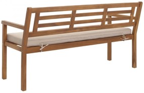 Zahradní lavička HWC-N47, 82x145x59 cm, akáciové dřevo - krémovo-béžový polštář