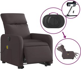 Elektrické zvedací masážní polohovací křeslo tmavě hnědé textil 3206731