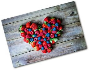 Wallmuralia Kuchyňská deska velká skleněná Srdce z ovoců 80x52 cm