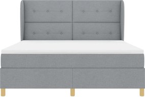 Postel s boxspringem s čelo Světle šedá 200 x 180 cm textil 3340767
