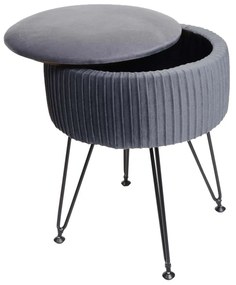 Taburetka s úložným prostorem K47 - samet, v45 x Ø33 cm - Šedá