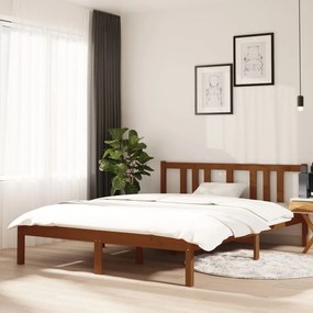 Rám postele medově hnědý masivní dřevo 140 x 190 cm,  814867