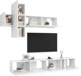 7dílný set TV skříněk bílý dřevotříska 3078709