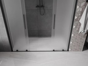 Mexen Velar L Duo, posuvné sprchové dveře do otvoru 200 cm, 8mm sklo námraza, černá matná, 871-200-003-32-70